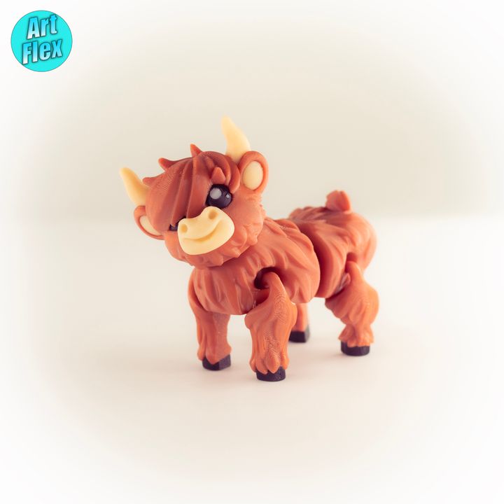 3D Printable Flexi Highland Cow STL and 3MF by ArtFlex