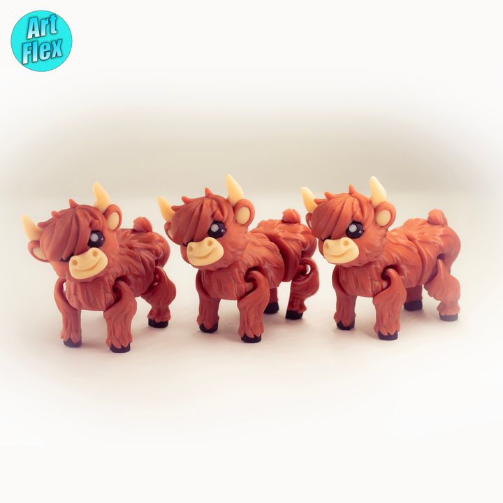 3D Printable Flexi Highland Cow STL and 3MF by ArtFlex