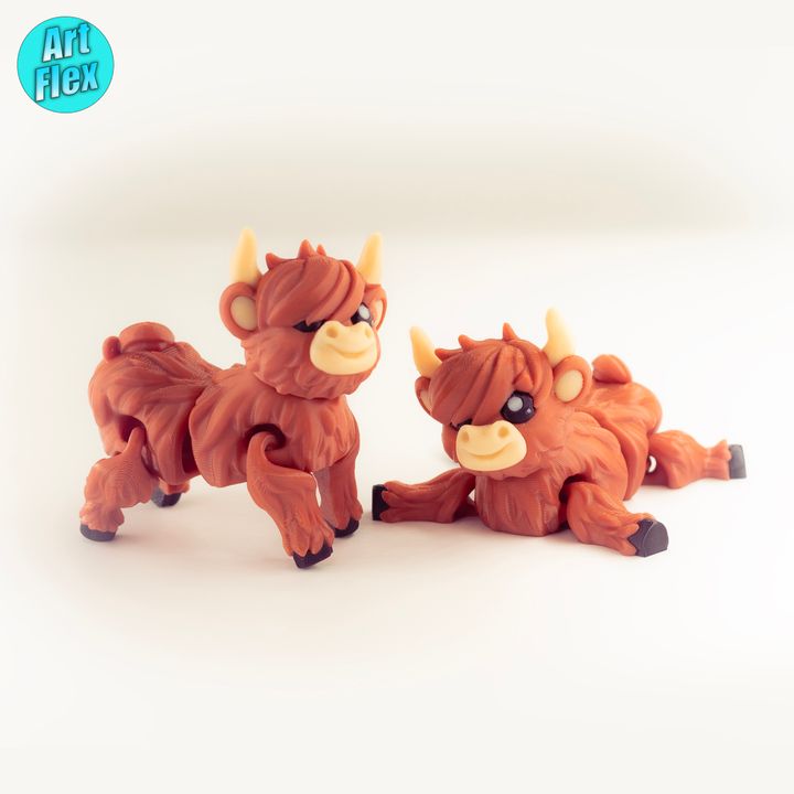 3D Printable Flexi Highland Cow STL and 3MF by ArtFlex