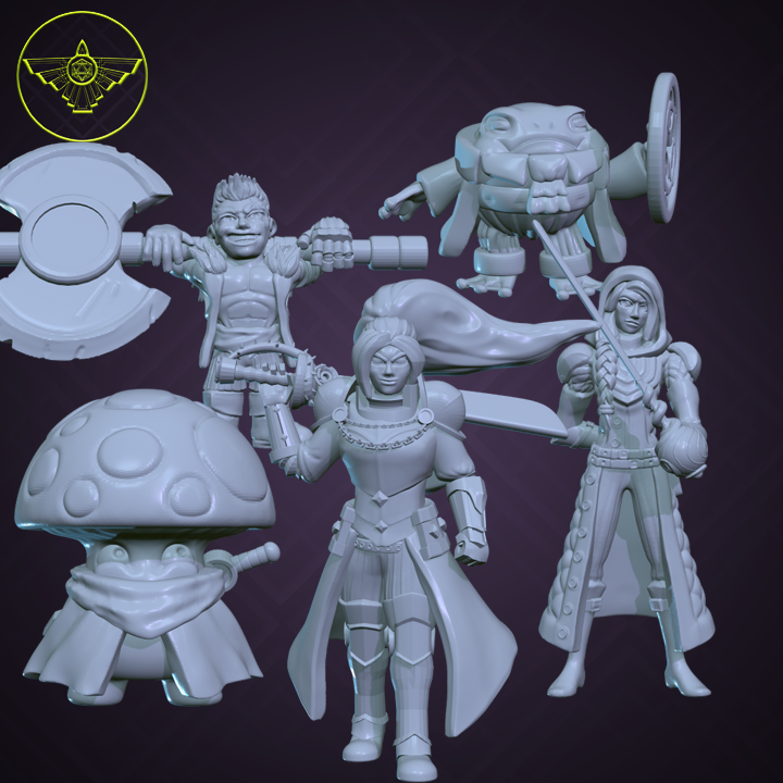3D Printable The Sky Splitters Adventuring Party by Art Crow Tabletop
