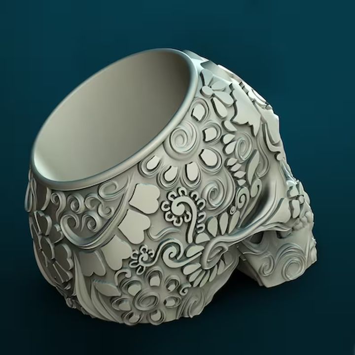 3D Printable Mexican Calavera Skull Planter - STL Format 3D Printable ...