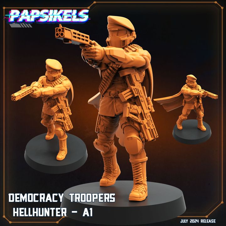 3D Printable DEMOCRACY TROOPER HELLHUNTERS by PAPSIKELS MINIATURES