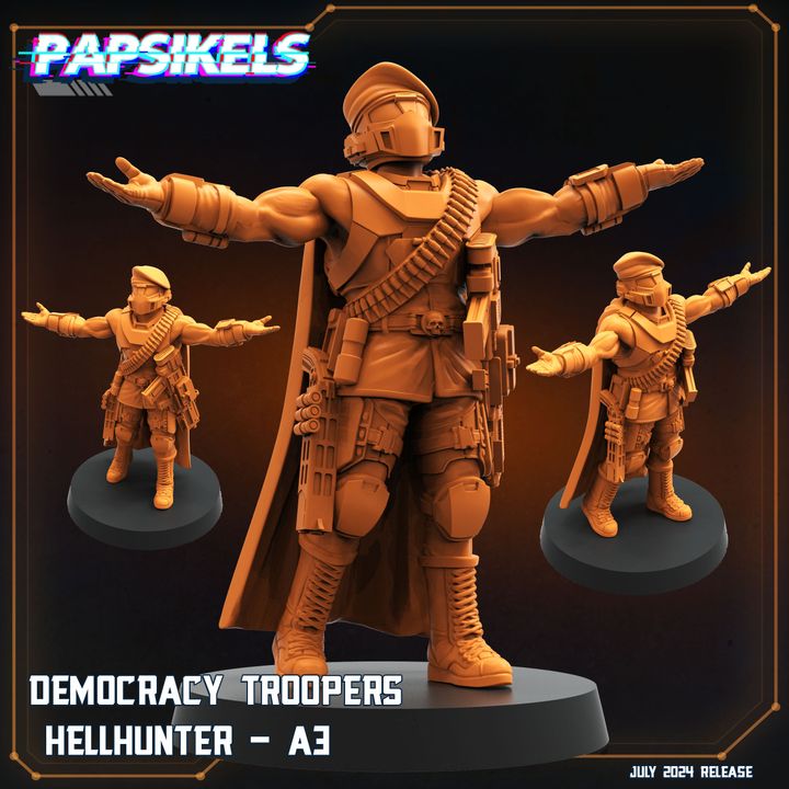 3D Printable DEMOCRACY TROOPER HELLHUNTERS by PAPSIKELS MINIATURES