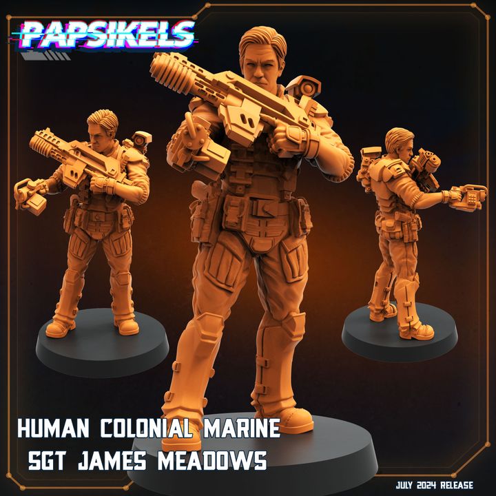3D Printable HUMAN COLONIAL MARINE SGT JAMES MEADOWS by PAPSIKELS MINIATURES