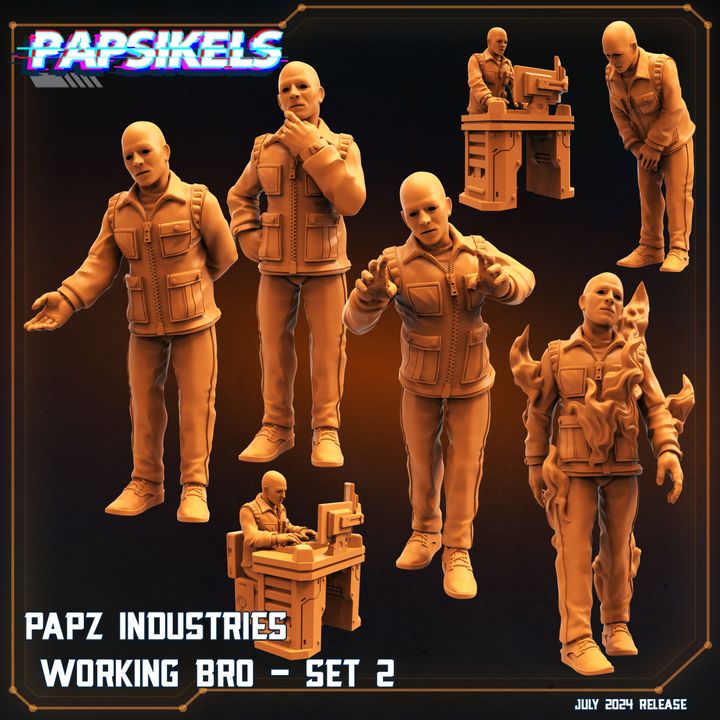 3D Printable PAPZ INDUSTRIES WORKING BROS SET 2 by PAPSIKELS MINIATURES