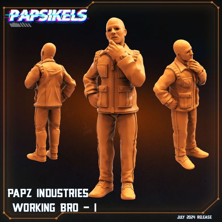 3D Printable PAPZ INDUSTRIES WORKING BROS SET 2 by PAPSIKELS MINIATURES