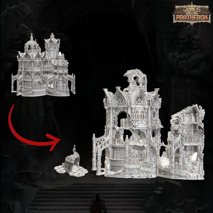 3D Printable Destroyed Eldrin Magic Tower by World of Pratheron