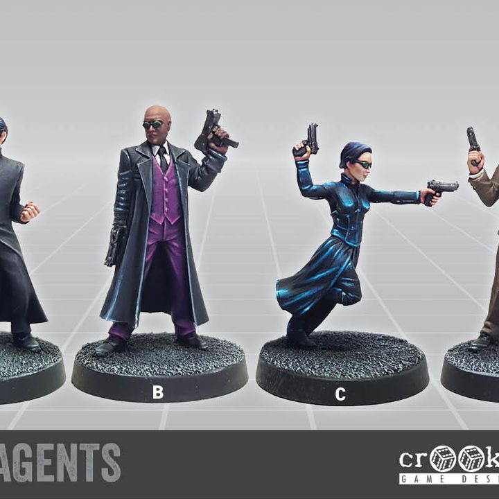 3D Printable Node Agents - 4 Minis by Karl Perrotton