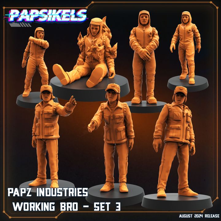 3D Printable PAPZ INDUSTRIES WORKING BROS SET 3 by PAPSIKELS MINIATURES