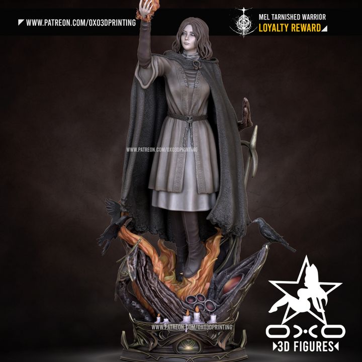 3D Printable Mel Tarnished Warrior Miniature Figure by OXO3D Figures