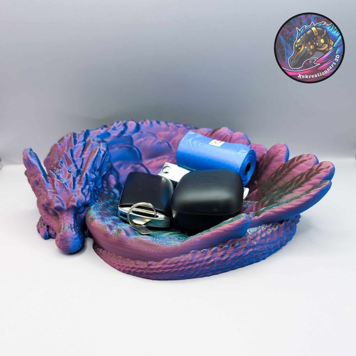 3D Printable Feather Dragon Key Tray by Kirsten M
