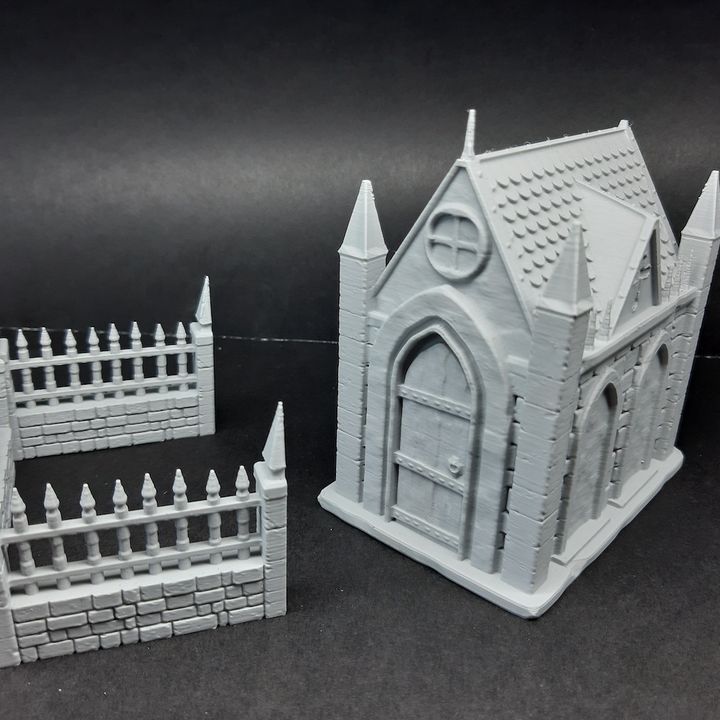 3D Printable Cemetery Crypt with Walls by Voy Forges