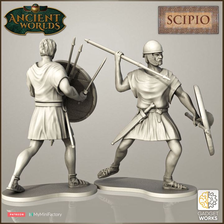 3D Printable 28mm Roman Republican Velites / Skirmishers by Gadgetworks