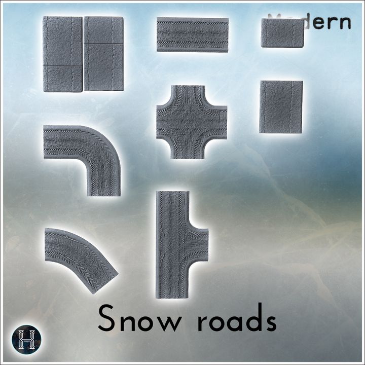 3D Printable Set of snow-covered dirt roads with Normandy hedgerows ...