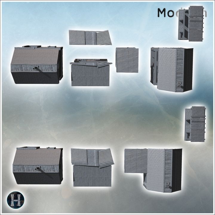 3D Printable Simple wooden houses with porches, metal and wooden ...