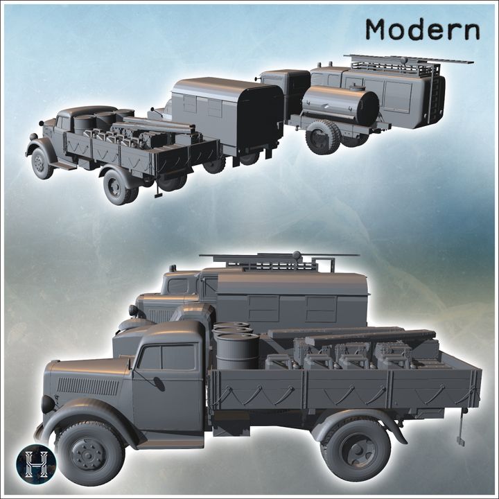 3D Printable Variety of utility vehicles including fire truck and water ...