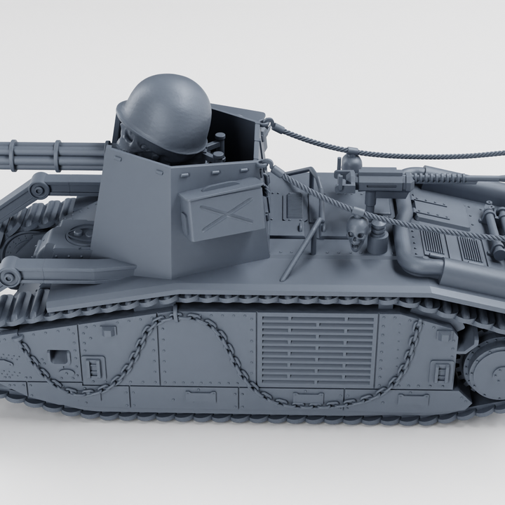 3D Printable Heavy tank Char B1 (France, WW2) converted to CYBERPUNK ...