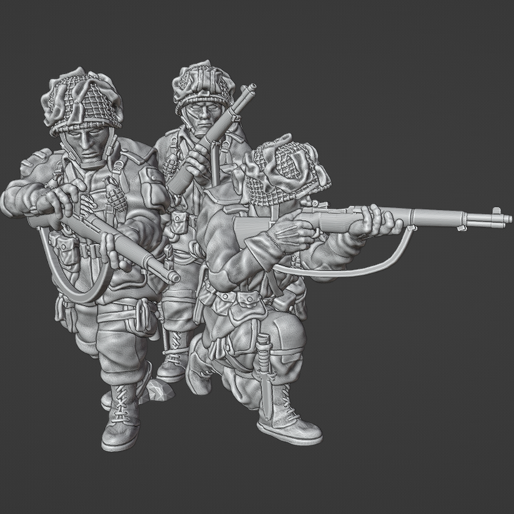 3D Printable 28mm US paratroopers Rifle Team 4 by Colonel Muller
