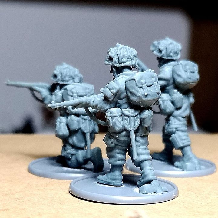 3D Printable 28mm US paratroopers Rifle Team 4 by Colonel Muller