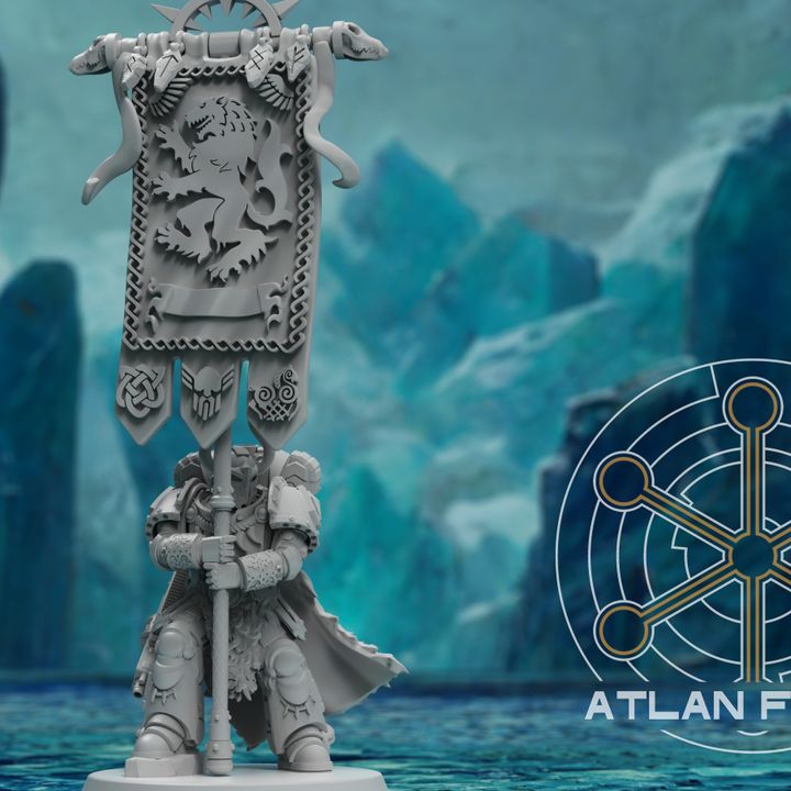 3D Printable Asgardian War Banners (18) + Standard Bearer by Atlan Forge