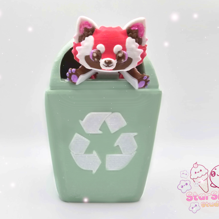 3D Printable Recycle Bin Red Panda by StarMouse3D