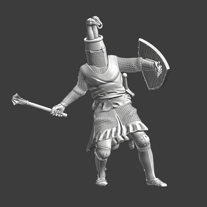 3D Printable Medieval Swan knight with mace by Northern Crusades Miniatures