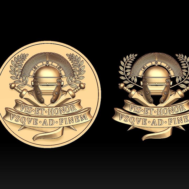 3D Printable Helmet and Gladius vis et honor vsqve ad finem by Dmitry ...