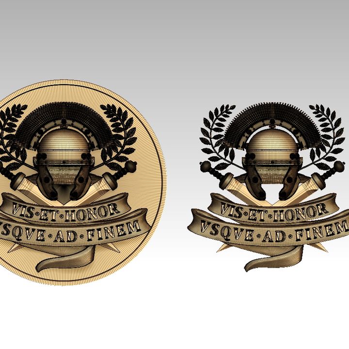 3D Printable Helmet and Gladius vis et honor vsqve ad finem by Dmitry ...