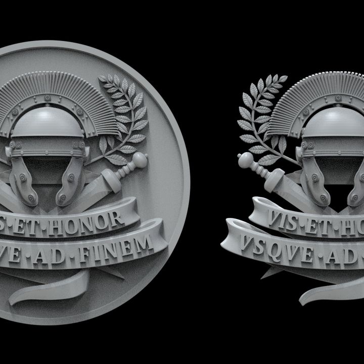 3D Printable Helmet and Gladius vis et honor vsqve ad finem by Dmitrii ...