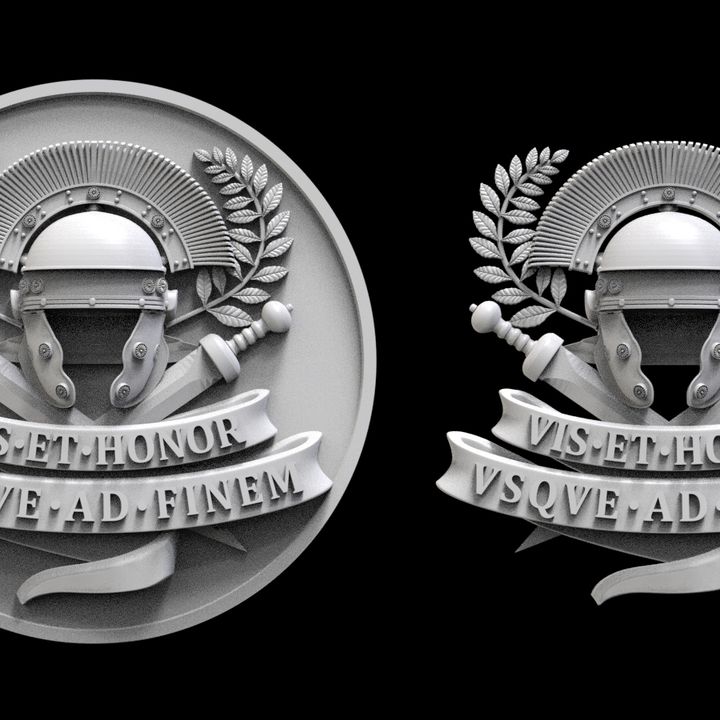 3D Printable Helmet and Gladius vis et honor vsqve ad finem by Dmitry ...