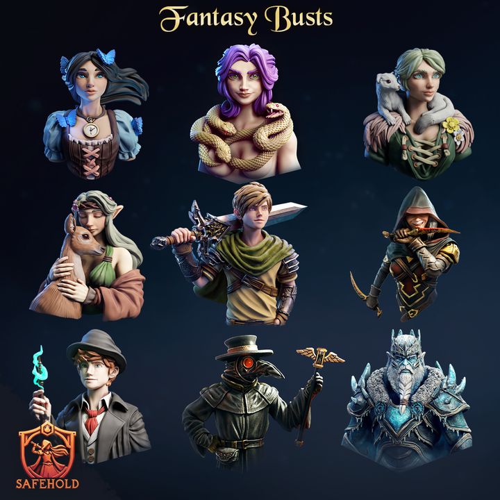 3D Printable Fantasy Busts by Safehold