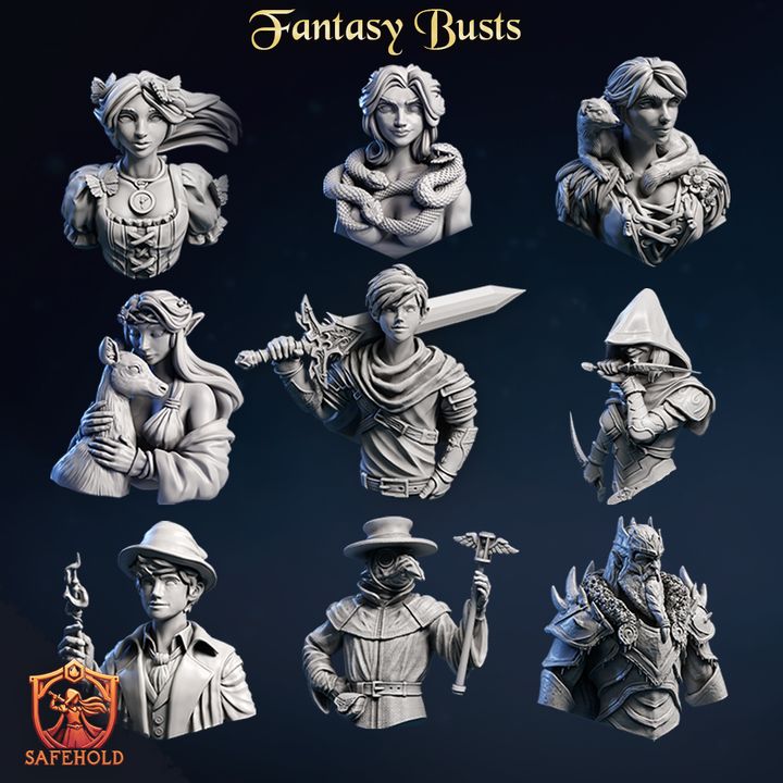 3D Printable Fantasy Busts by Safehold