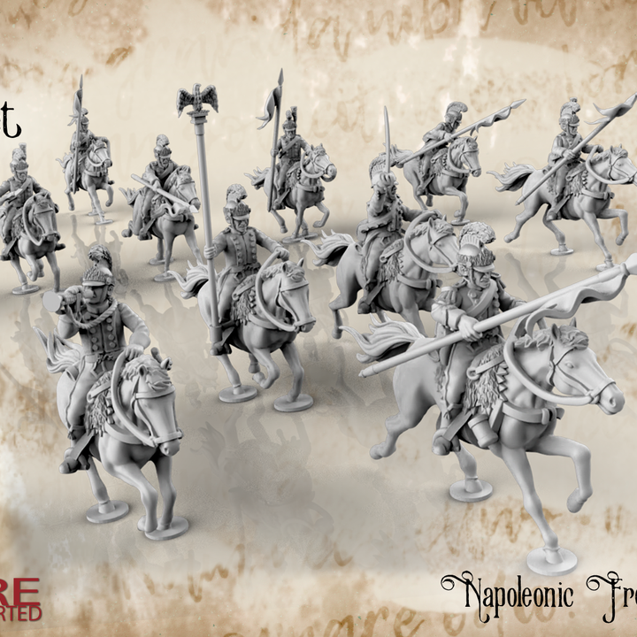 3D Printable 1812 French lancers by BattleCat Miniatures