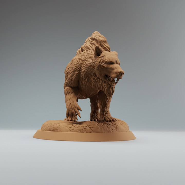 3D Printable Giant Dire Bear DND miniature - 2 inch base, Pre-supported ...