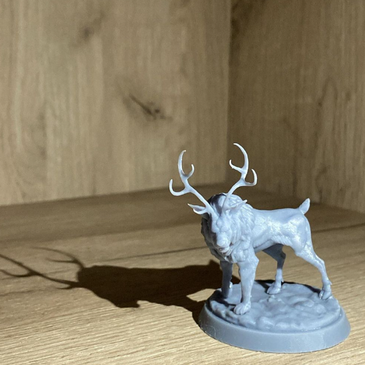 3D Printable Lion deer beast, forest fantasy creature 32mm Scale Pre ...