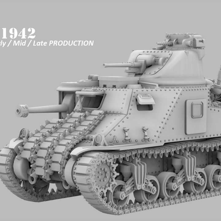 3D Printable M3A5 Lee early, mid, late prod by Counlane Models