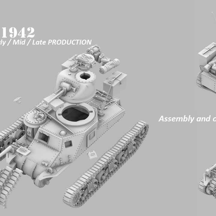 3D Printable M3A5 Lee early, mid, late prod by Counlane Models