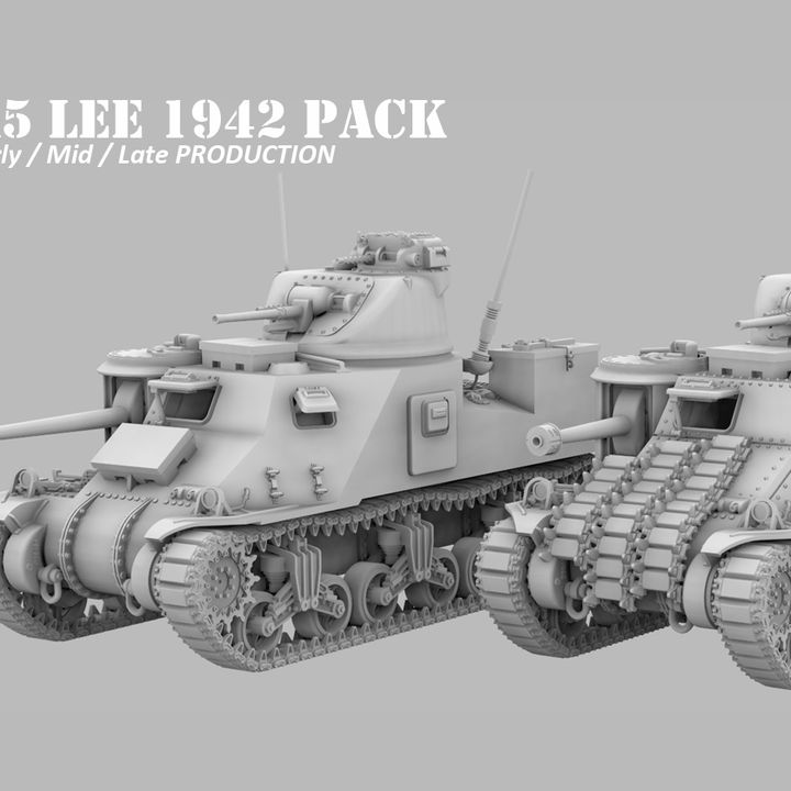 3D Printable M3A3 M3A5 Lee early, mid, late prod Pack by Counlane Models