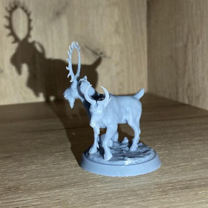 3D Printable Fantasy two headed goat with sun and moon horns -Supported ...