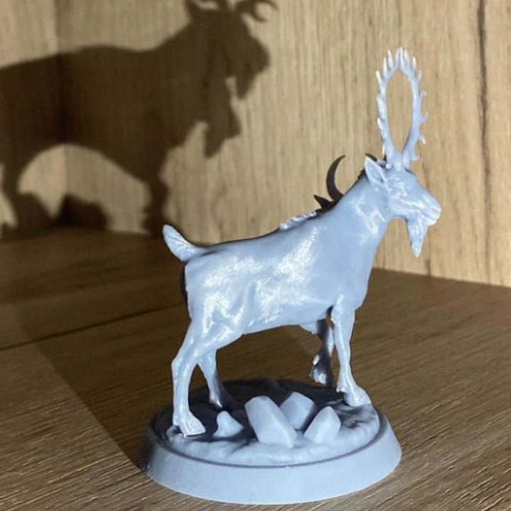 3D Printable Fantasy two headed goat with sun and moon horns -Supported ...