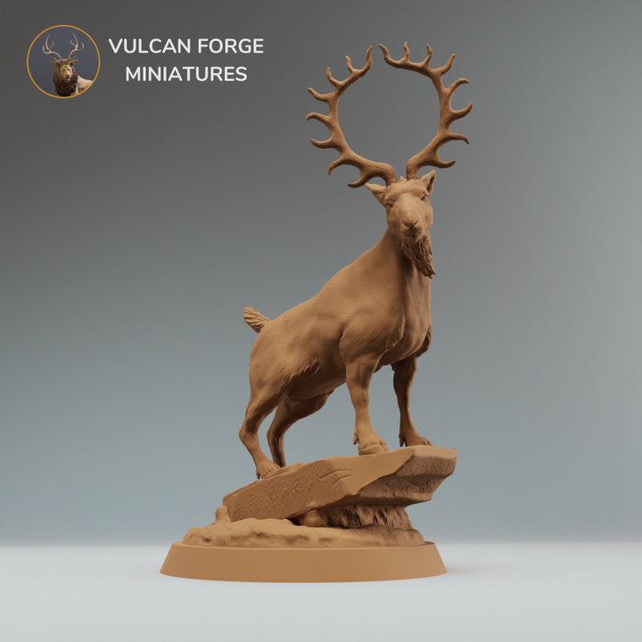 3D Printable Fantasy goat with sun horns - pre supported by Vulcan ...
