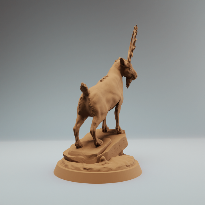 3D Printable Fantasy goat with sun horns - pre supported by Vulcan ...