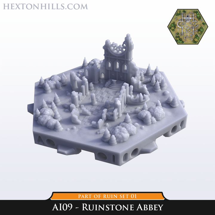 3D Printable Ruinstone Abbey - AI09 by Hexton Hills