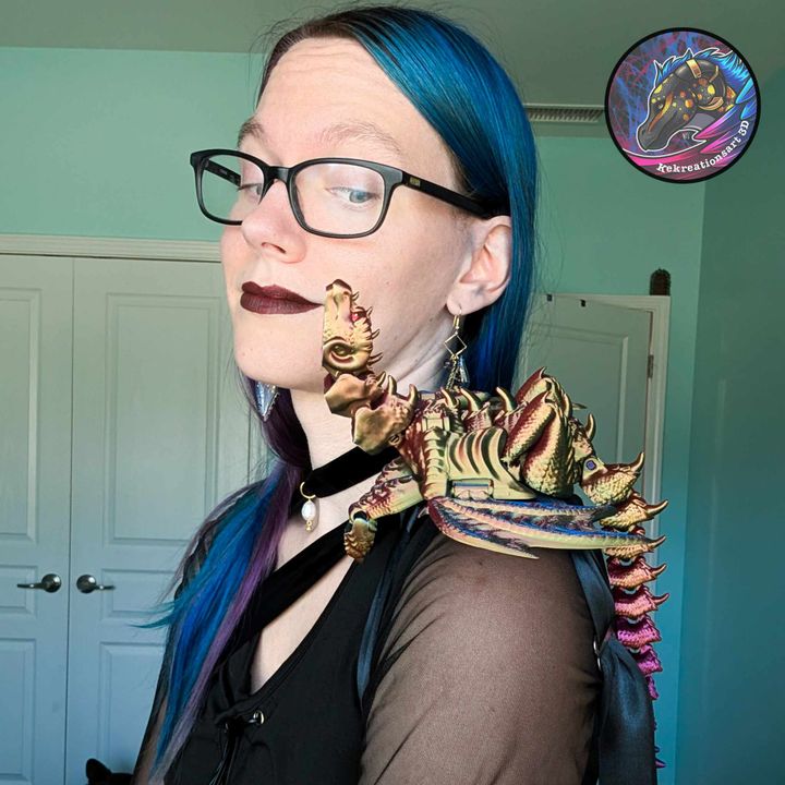 3D Printable Dragon Shoulder Puppet by Kirsten M