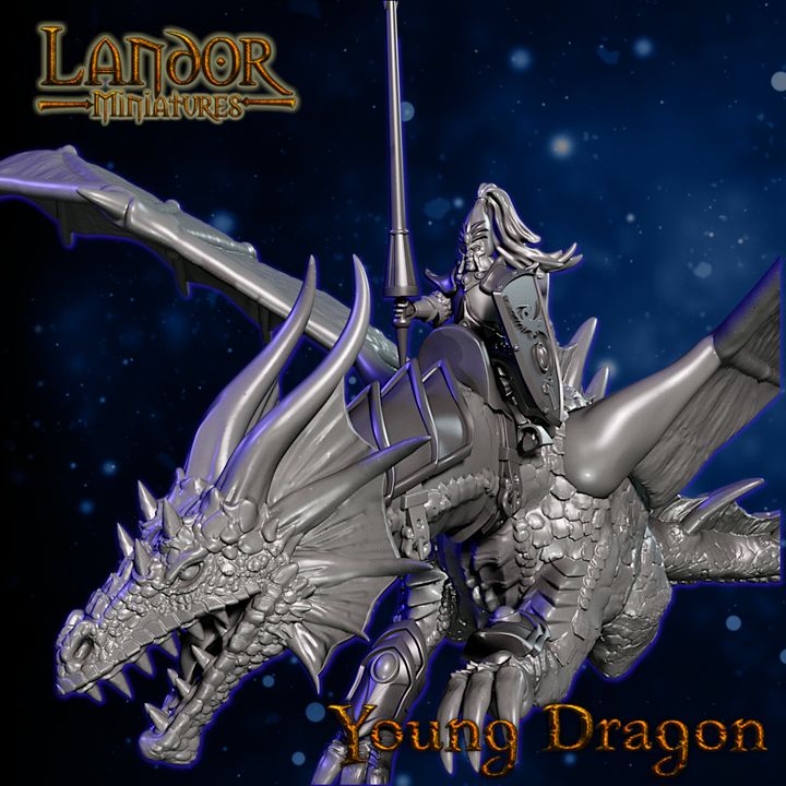 3D Printable Young Dragon by Landor Miniatures