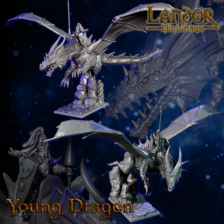 3D Printable Young Dragon by Landor Miniatures