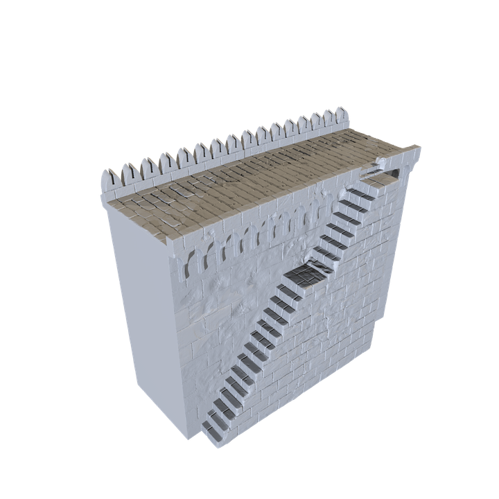 3D Printable City Curved Wall with Stairs - STL File by JSCreativeSE