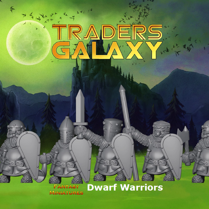 3D Printable Dwarfs - Warriors by Traders Galaxy Miniatures and Games