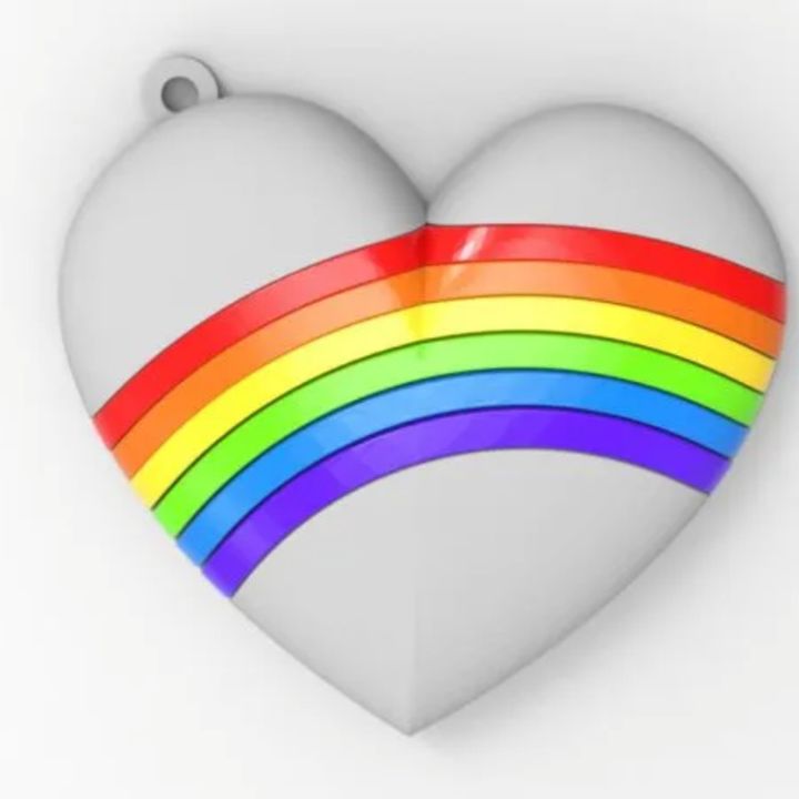 3D Printable Rainbow Heart - LGBTQ Valentine by Arif Sethi
