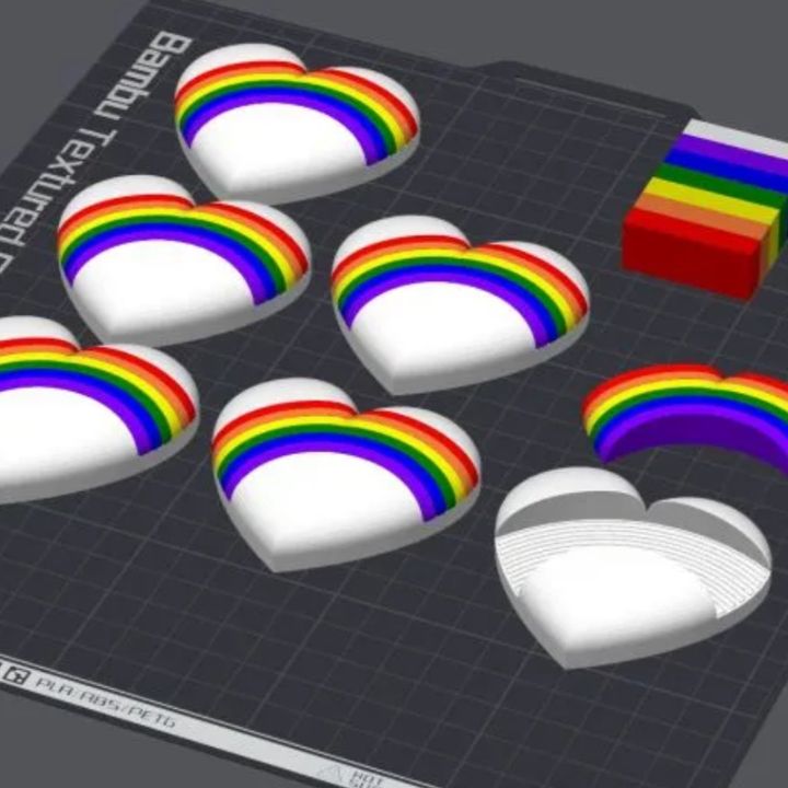 3D Printable Rainbow Heart - LGBTQ Valentine by Arif Sethi